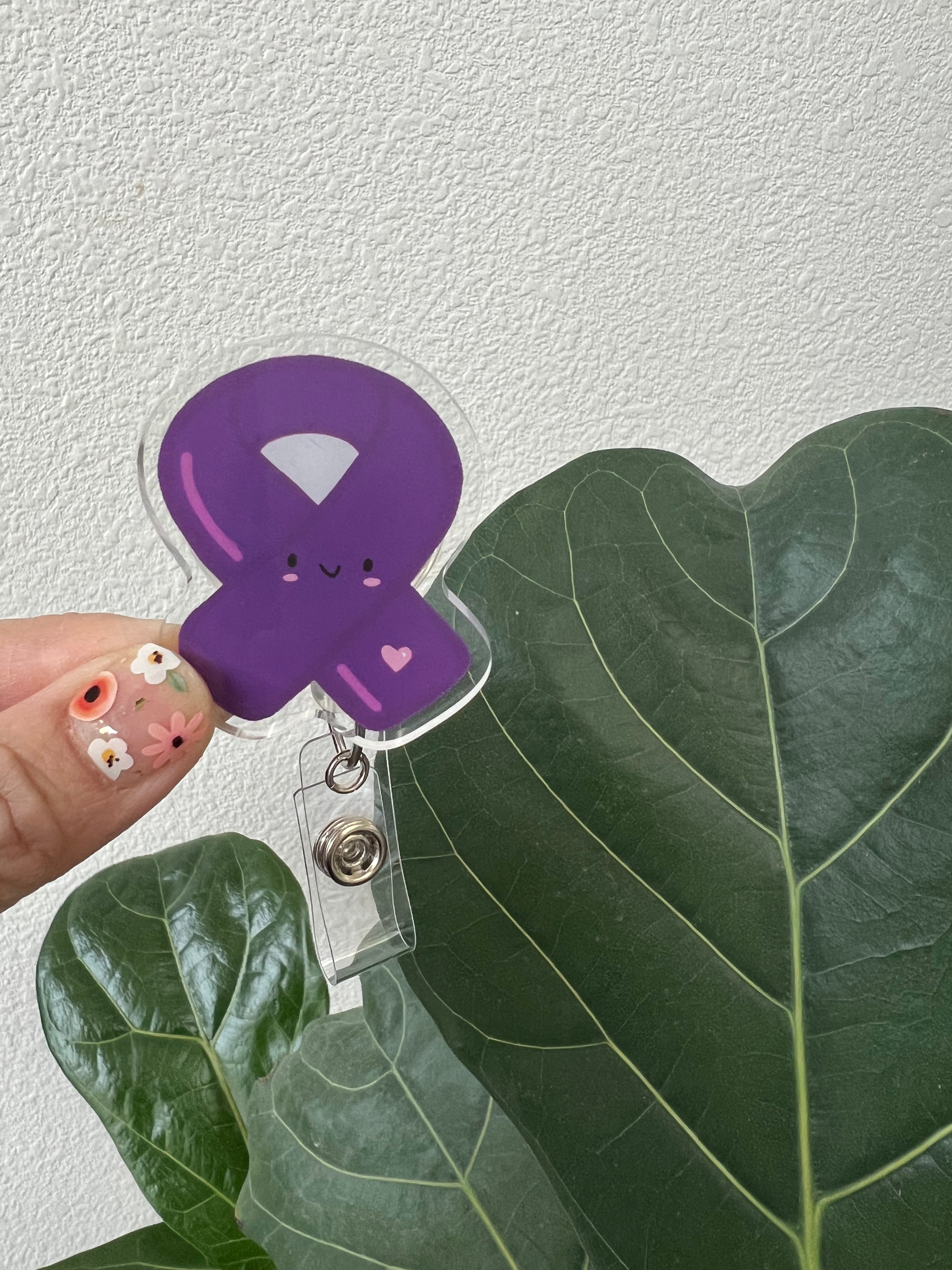 Ribbon Badge Reel: Purple Ribbon – Skye and Oliver